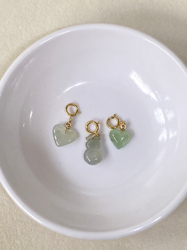 Set Of Three 14K Gold Filled Type A Jadeite Charms | HuskSG