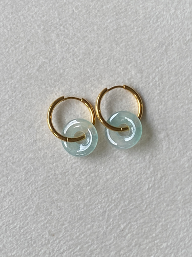 Type A Translucent Faint Green Jadeite Donut Earring Hook | HuskSG