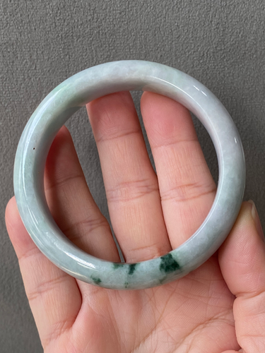 58.5MM Type A Faint Green Mix Jadeite Bangle | HuskSG