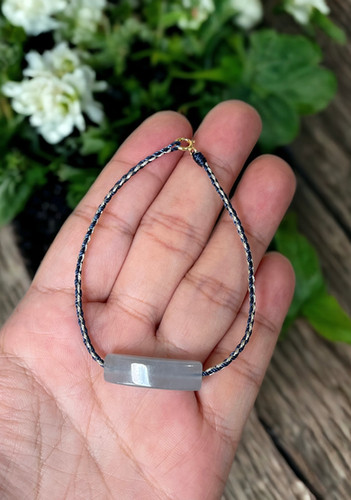 Type A Translucent Faint Bluish Jadeite String Bracelet | HuskSG