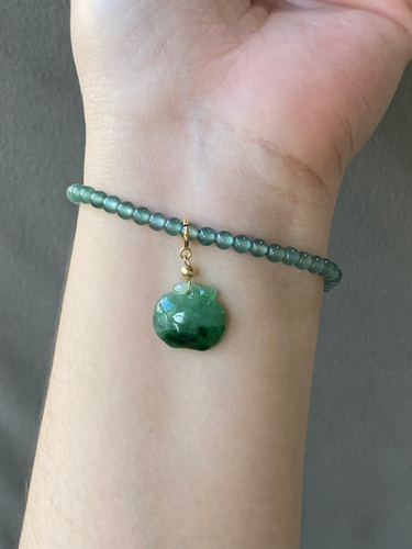 14K Gold Filled Type A Green Mix Jadeite Apple Charm | HuskSG