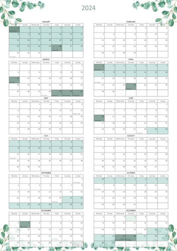 Eucalypt Calendar | My Hark