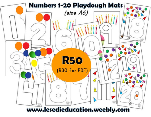 Numbers 1-20 Playdough Cards | Lesedi Education