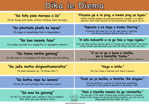 Dika le Diema (Idioms and proverbs in Sepedi) | Lesedi Education