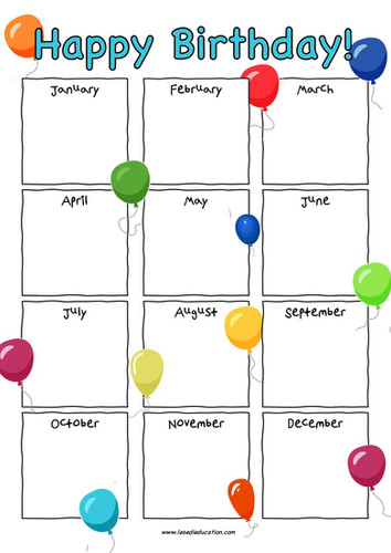 Birthdays Poster (A3, PDF) | Lesedi Education