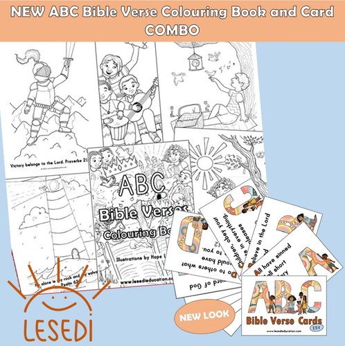 COMBO: ABC Bible Verse Colouring Book and Small Cards | Lesedi Education