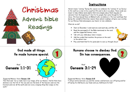 Christmas Bible Advent Reading Cards | Lesedi Education