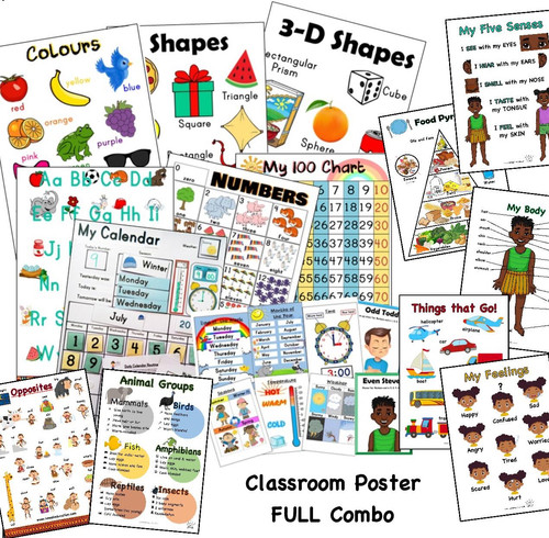 COMBO: Full set of English Classroom Charts | Lesedi Education