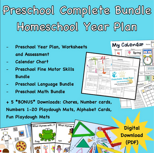 Homeschool Year Plan: Preschool (Complete Digital Download) | Lesedi ...