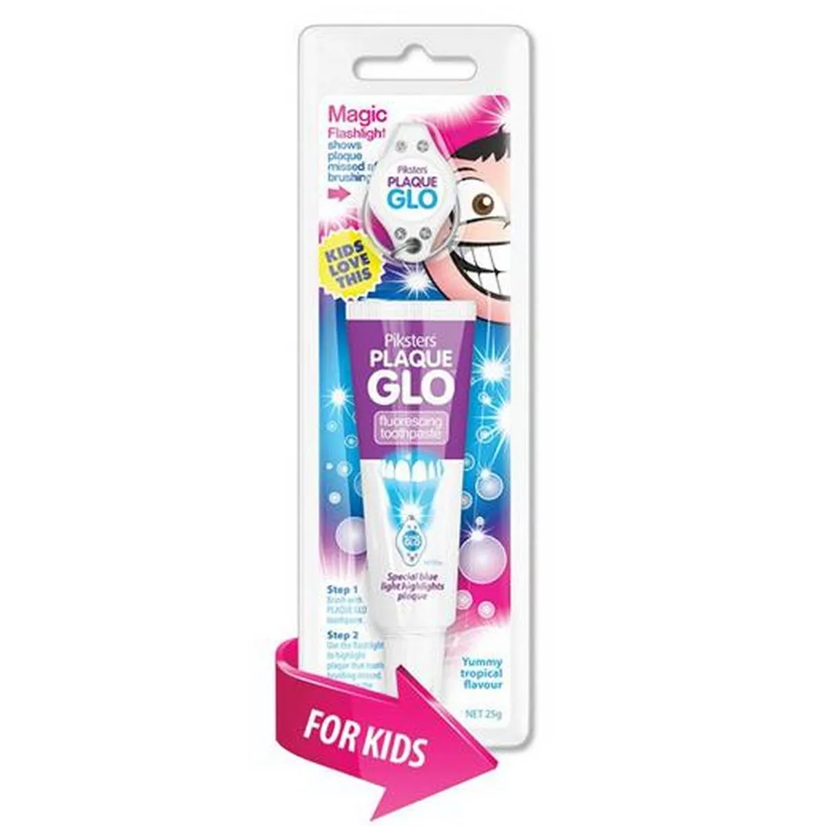 Plaque Glo Plaque Disclosing Toothpaste and Torch System (Tropical ...