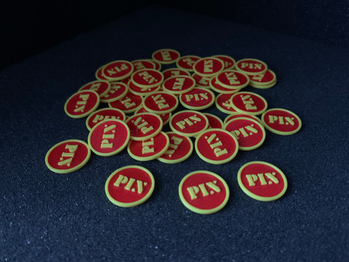 Lot of 48 Tokens PIN Bolt Action 3D Printed Red/Yellow | Premium Miniatures