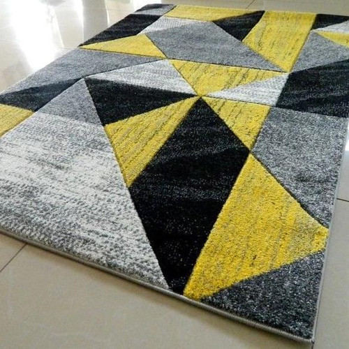 Large Yellow & Silver Triangular Rug | Novielo London