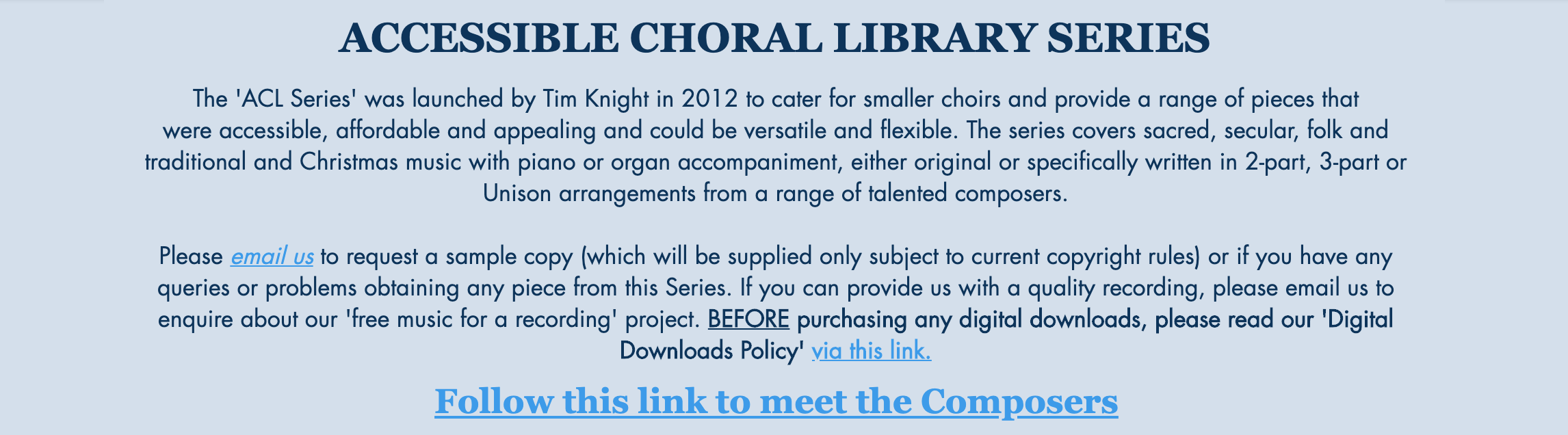 Accessible Choral Library | Tim Knight Music