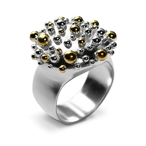 Silver ring "Bubbles Collection". Selectively 14K gold plated | Tanya ...