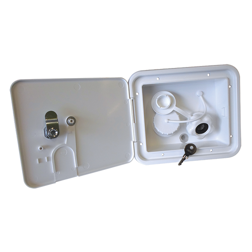 JAYCO DUAL LOCKABLE WATER FILLER W/PLASTIC VALVE + KEY & LABEL. 713-037 ...