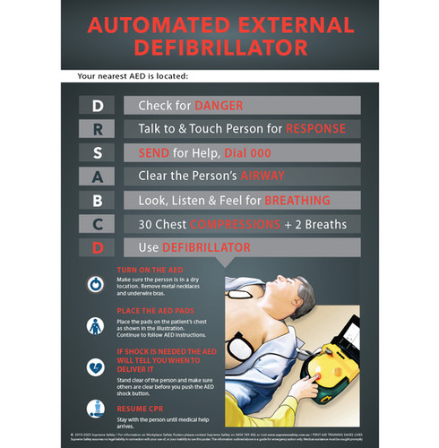 AUTOMATED EXTERNAL DEFIBRILLATOR (AED) POSTER | Supreme Safety