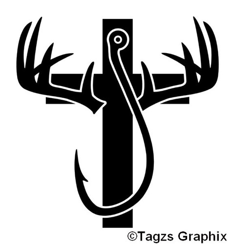 Cross Horns & Hook V1 Jesus Die Cut Vinyl Decal - Sticker | Tagzs