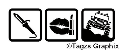 Curl Hair, Lipstick, Jeep Die Cut Vinyl Decal - Sticker | Tagzs