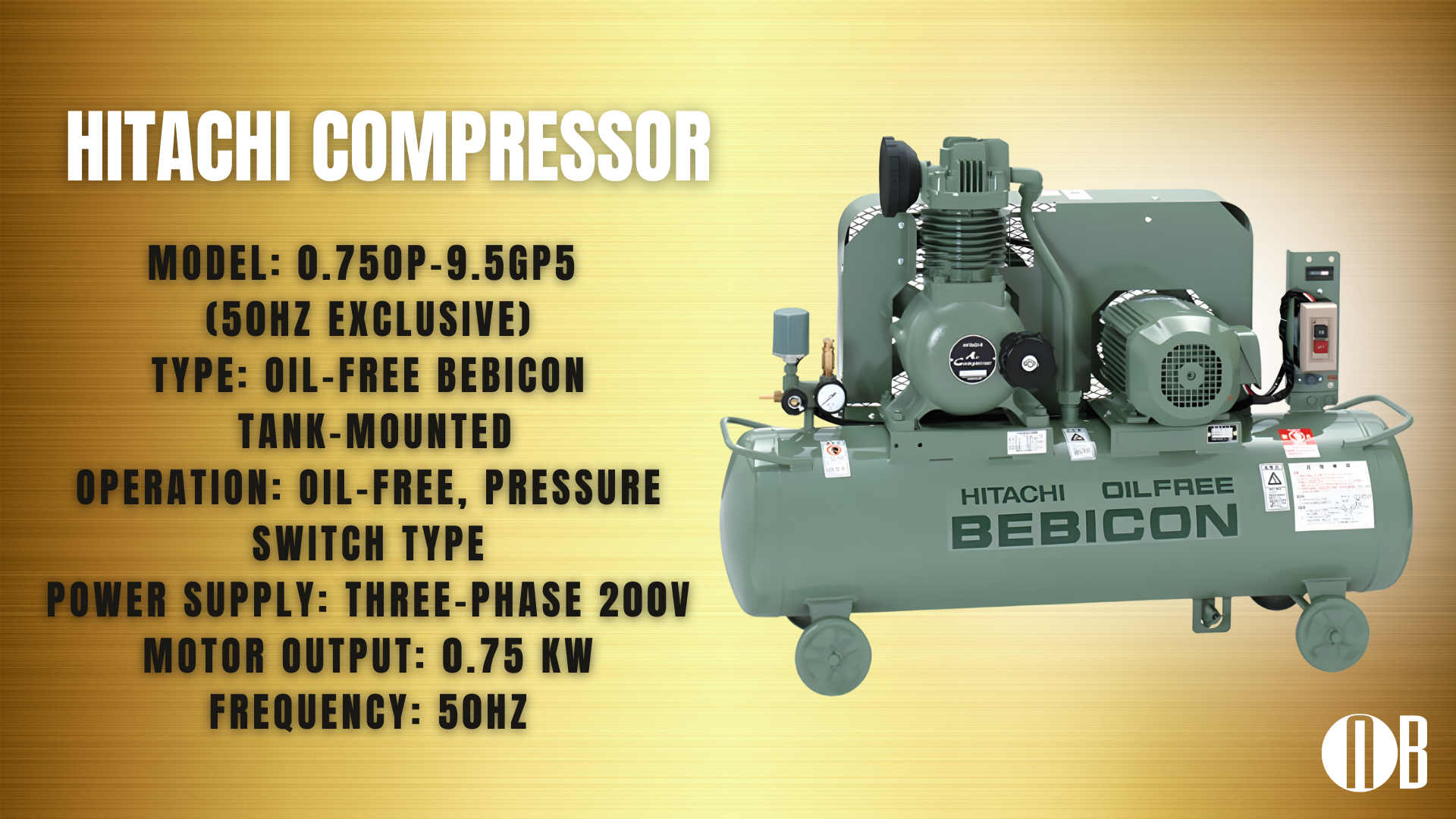Hitachi Oil-Free Compressor 0.75OP-9.5GP5 – High-Precision Japanese ...