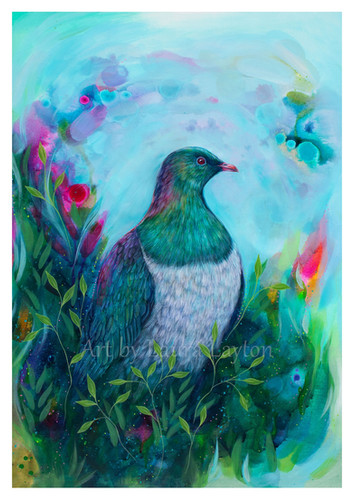 Colourful Kereru - Art Print | Art By Laura Layton