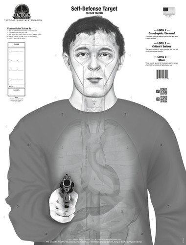 Self Defense "Armed Threat" Greyscale | Bad Guy Targets - Qty of 25