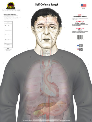 Self-Defense Anatomy Target - Qty of 25 | TacticalTargetSystem