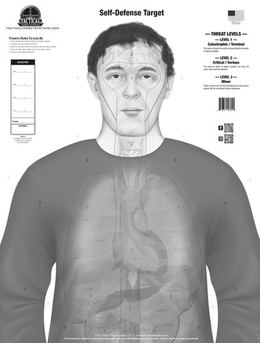 Self-Defense Target Greyscale - Qty of 25 | TacticalTargetSystem