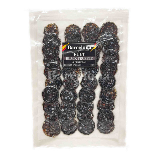 Fuet with Black Truffle and Charcoal | Barcelona Gourmet