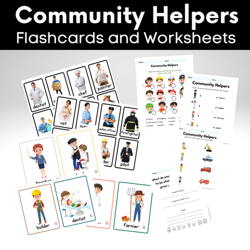Community Helpers Flashcards and Worksheets | Mama Melissa