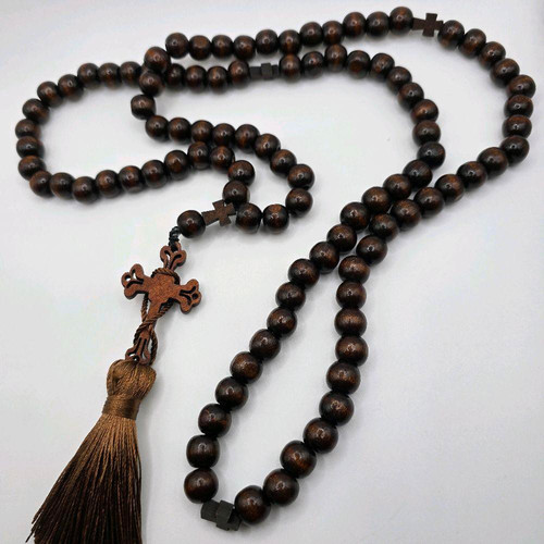 100-Bead Wooden Orthodox Prayer Rope – Komboskini with Cross and Tassel ...
