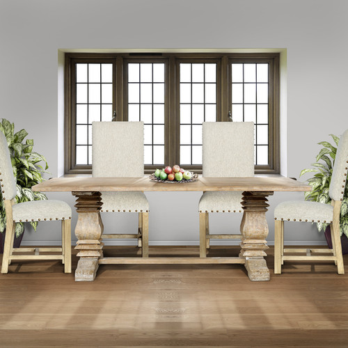 MAH510 - Santa Fe Balustrade Slatted Top Dining Table 7ft | Casual Elements