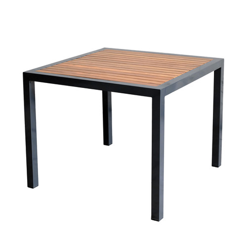 ALT006 - Vienna Steel and Teak Square Dining Table | Casual Elements