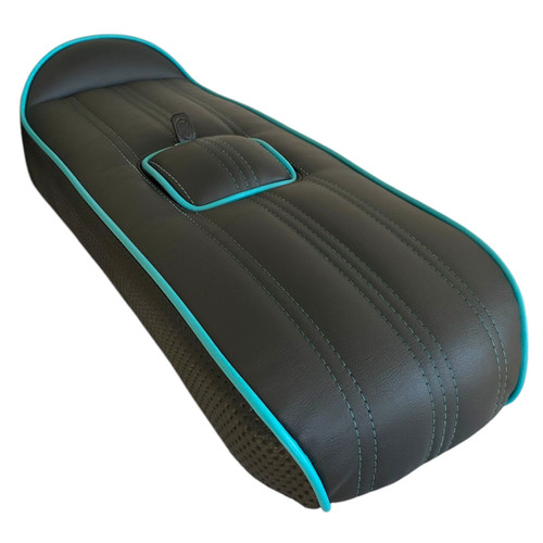 Full Back Dual Lambretta Seat - Turquoise Piping | Scoots and Soul