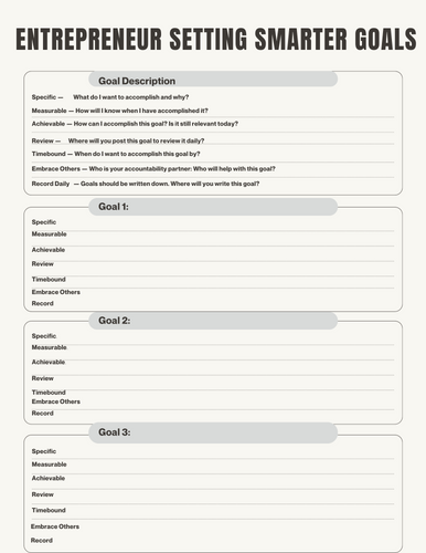 SMARTER GOALS WORKSHEET | Go For The Goal