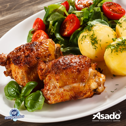 Muslo de pollo con piel y con hueso Caja de 10 kg en bolsa 2.5kg Asado ...