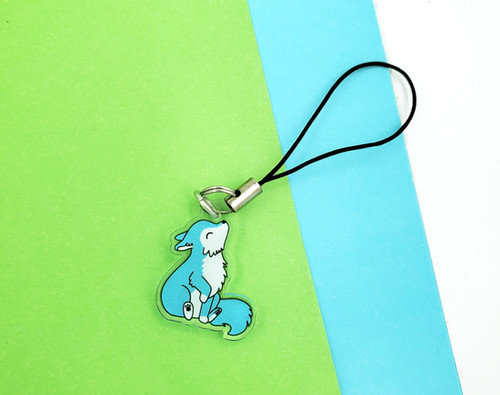 Wolf Charm, Kawaii Teal Wolf | Dorky Dino Gift Shop