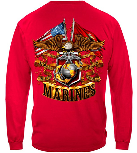 USMC DOUBLE EAGLE AND FLAGS FOIL STAMP | Marine Corps League