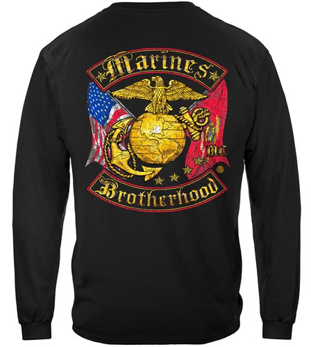USMC MARINES DOUBLE FLAG BROTHERHOOD DISTRESSED GOLD FOIL | Marine ...