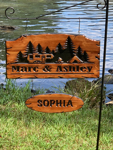 Engraved Camper Sign with Trees | southern roots