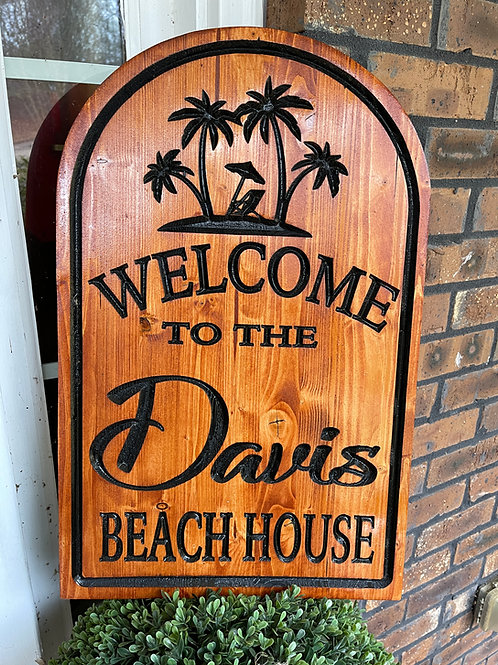 Engraved Beach House Sign, Personalized Beach House Sign, Custom Beach ...