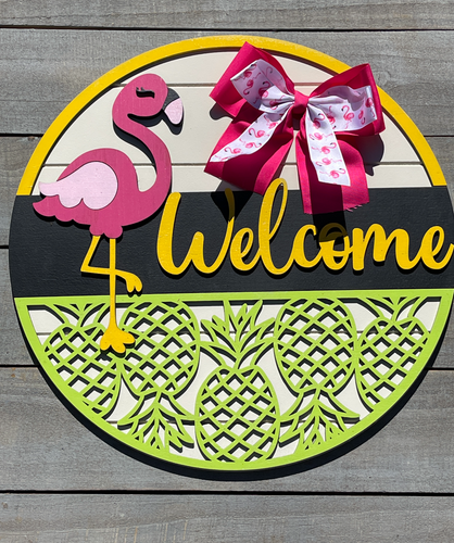 Flamingo/Pinapple Sign | Southern Roots Designs