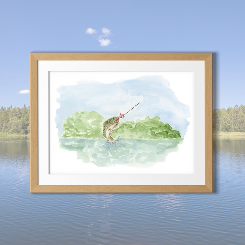 Bass Fishing Art Print | Rebecca Powell