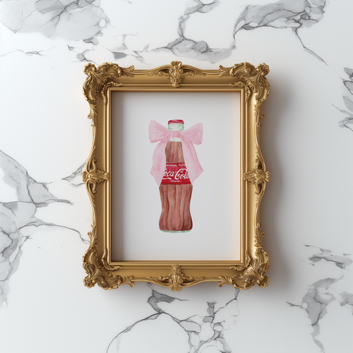 Preppy Essentials: Coca Cola & Bow Art Print | Rebecca Powell