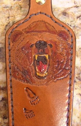 Slings with Basic Bear Carvings | Levergun Leather Works