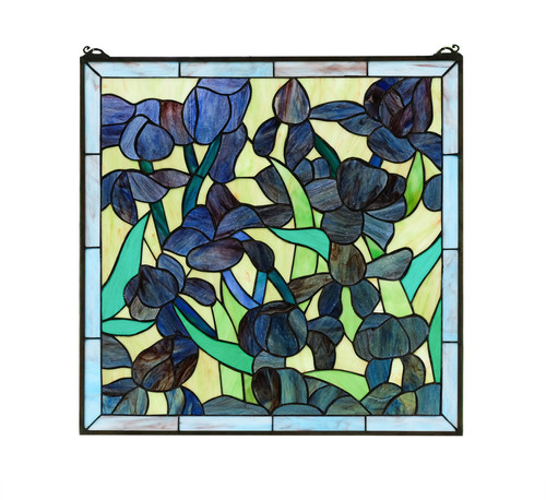 24" x 24" Handcrafted stained glass Iris window panel HF575 | Tmistore