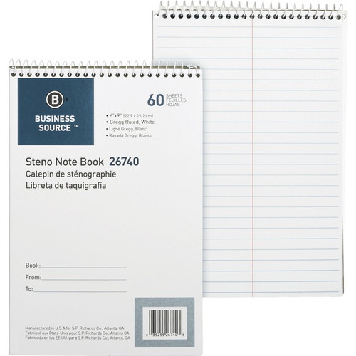 Business Source Steno Notebook - 60 Sheets - Wire Bound - Gregg Ruled ...