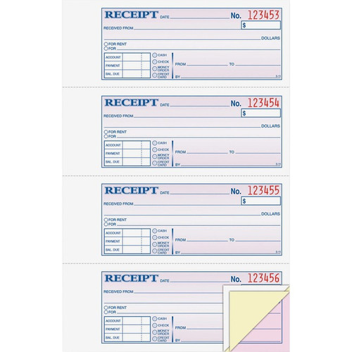 Adams Tapebound 3-part Money Receipt Book - 100 Sheet(s) - Tape Bound ...