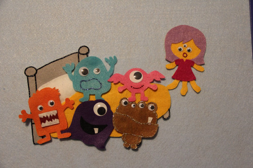 5 Little Monsters Jumping on the Bed | feltastic