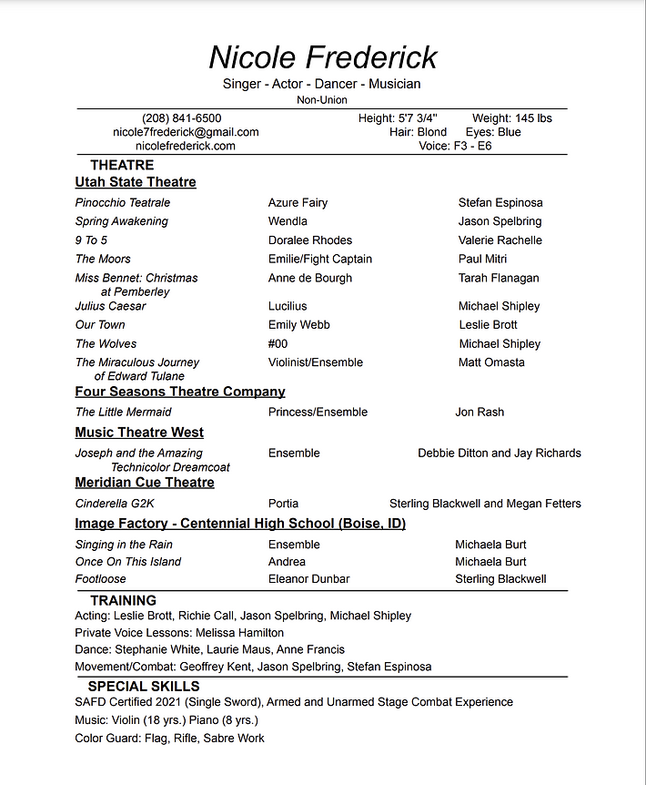 Resume | Nicole Frederick