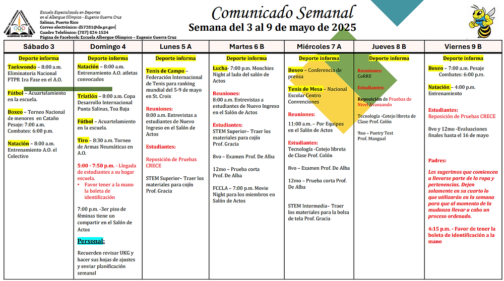 Comunicado Semanal del 3 al 9 de mayo de 2025